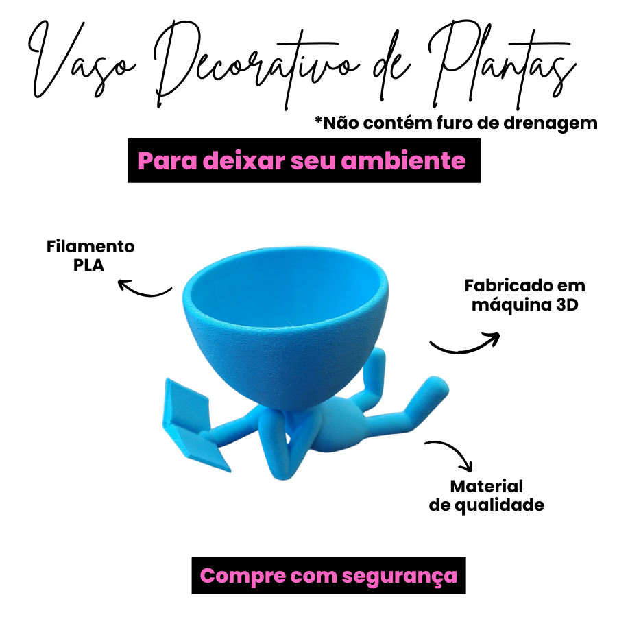 Vasinho Decorativo de Plantas, Bob Robert Plant, Material PLA, Boneco ...