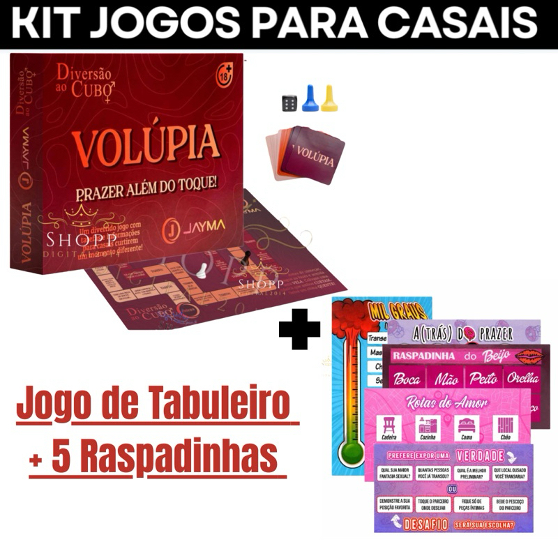 Kit Jogo Volúpia de Tabuleiro com cartas dados e 5 Raspadinhas sortidas ...