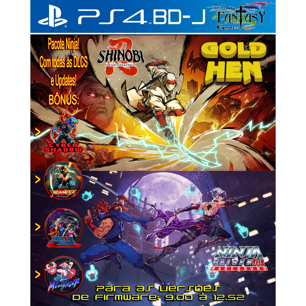 Disco Desbloqueio Ps4 Bd J Atualizado Fw9 00 12 52 Shinobi Ninja