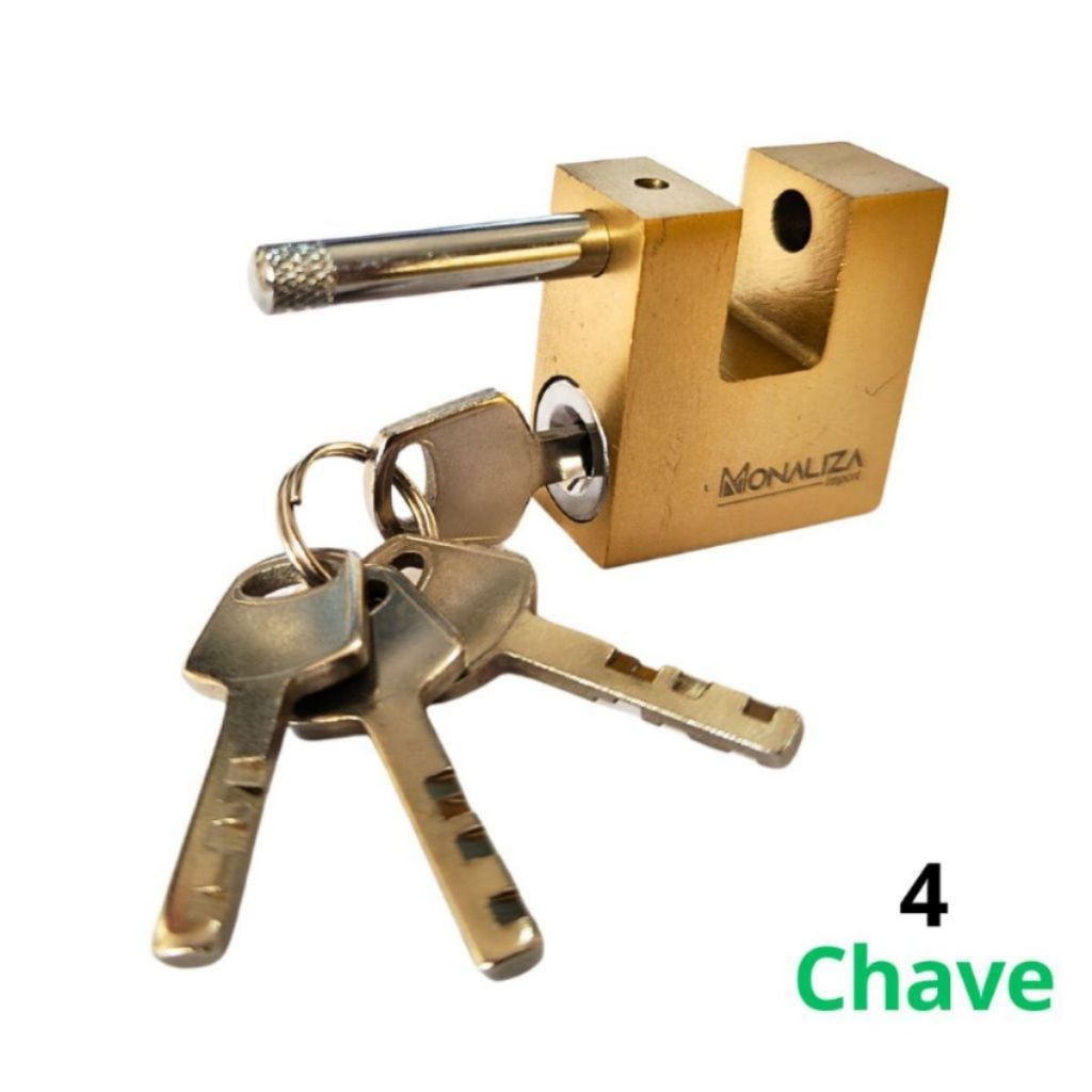Cadeado Monaliza 50mm Alta Segurança Aço Carbono Inviolável Com 4 ...