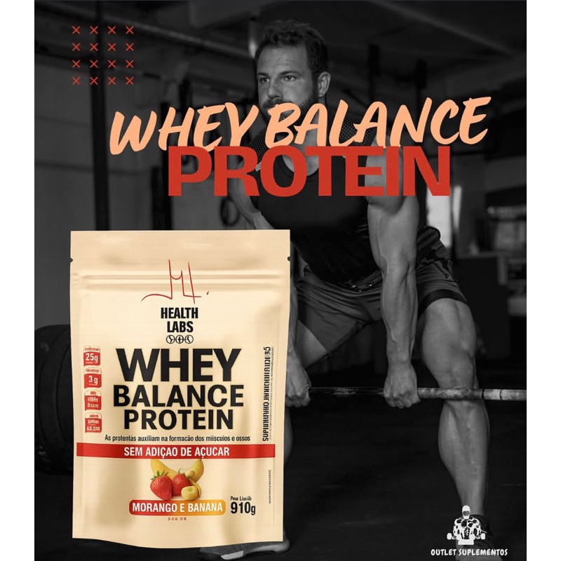 O Whey Balance Protein Health Labs 910g (Banana & Morango). | Shopee Brasil