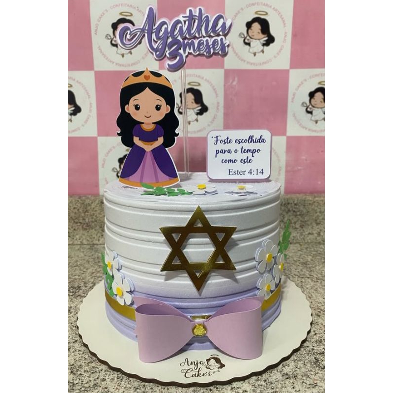 Topo de bolo - topper- topo de bolo personalizado Tema bíblico Ester 3D ...
