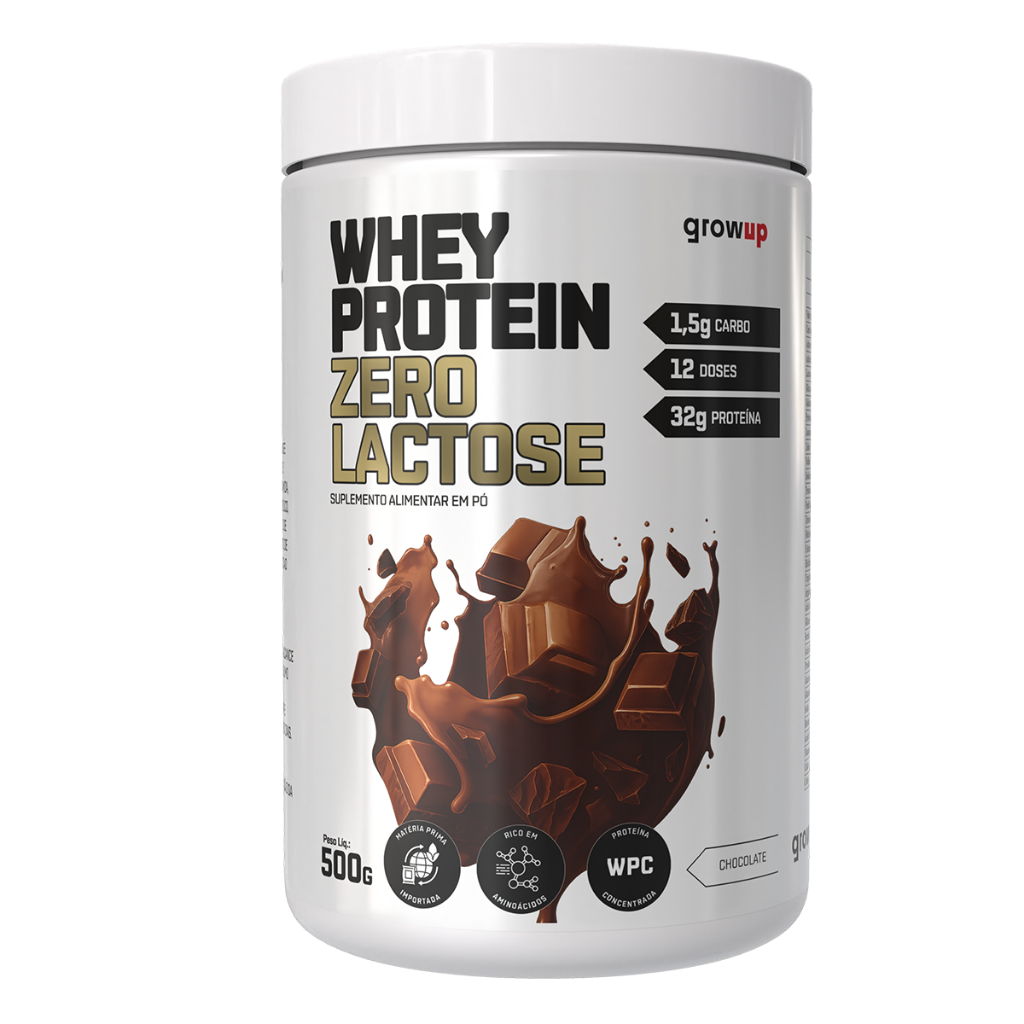 Whey Protein Concentrado Zero lactose Pote 500g Growup - Lactose Free ...