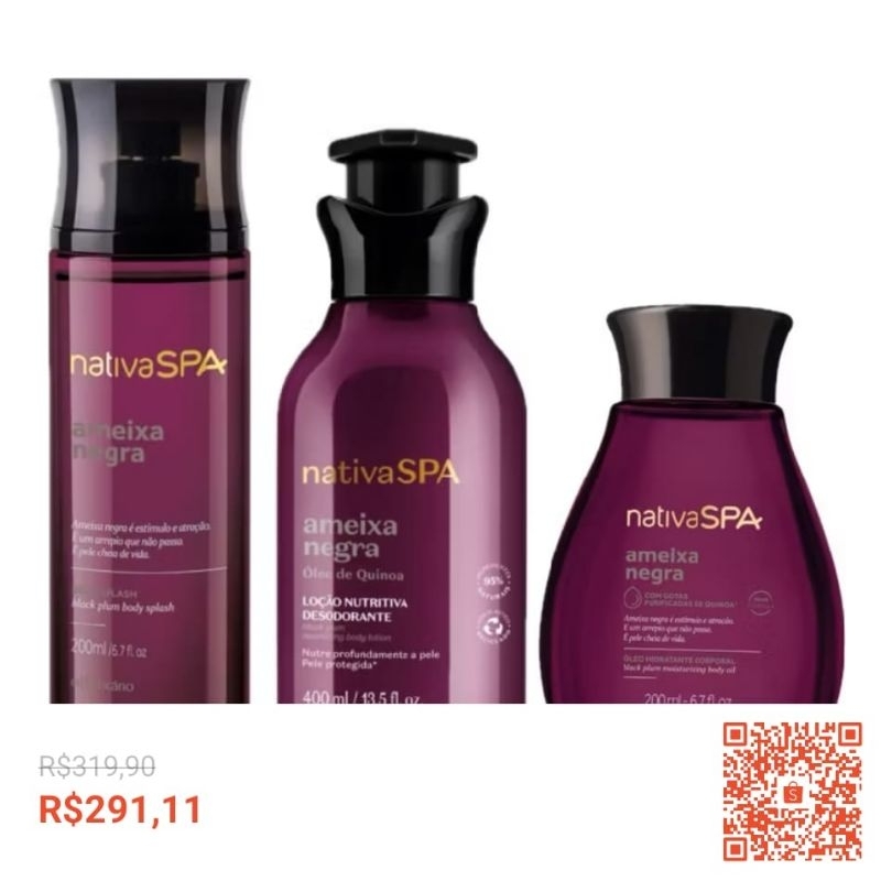 Confira Kit Nativa Ameixa Negra: Body Splash 200ml + Hidratante ...