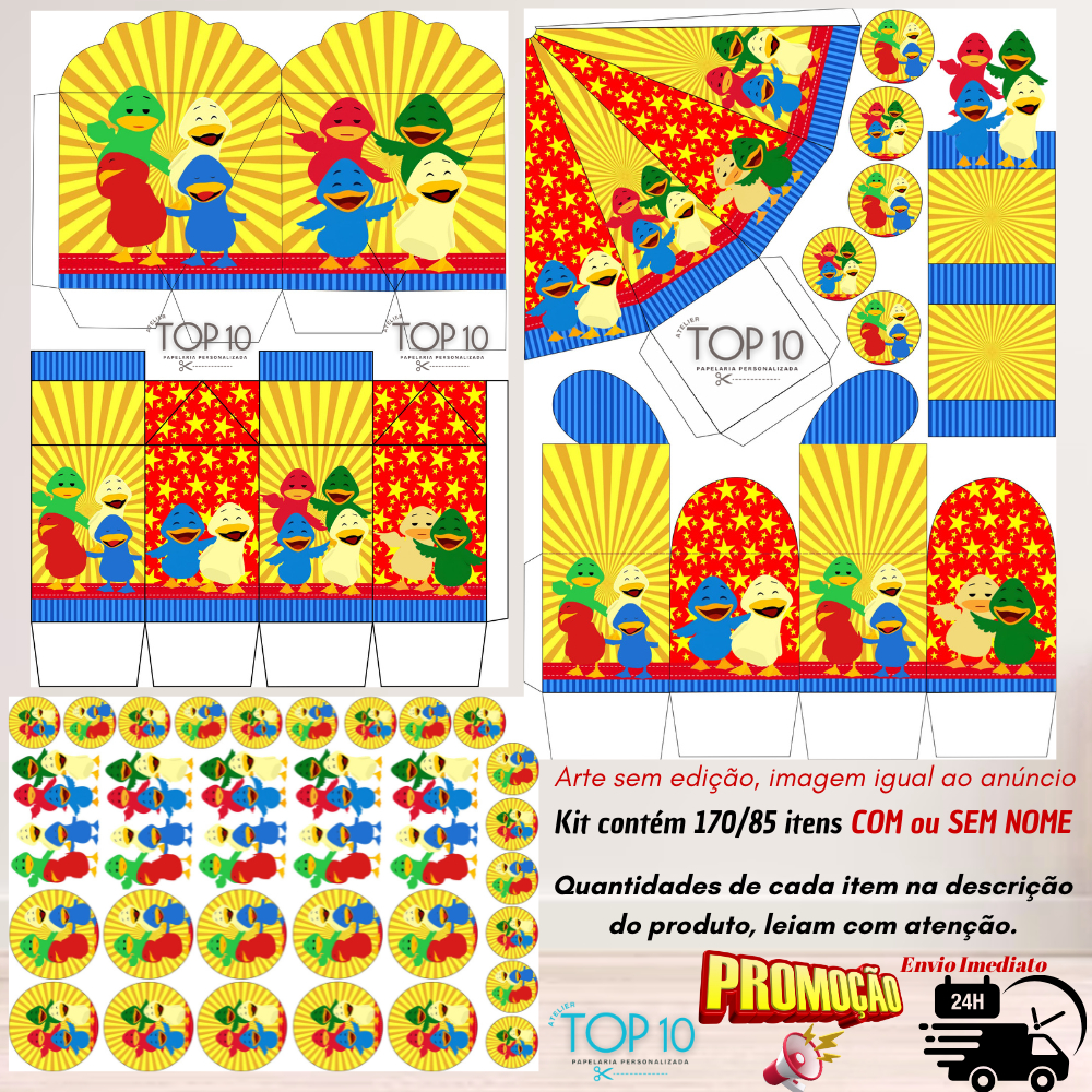 Kit de Lembrancinhas Personalizadas com 170/85 itens TEMA: PATINHO ...