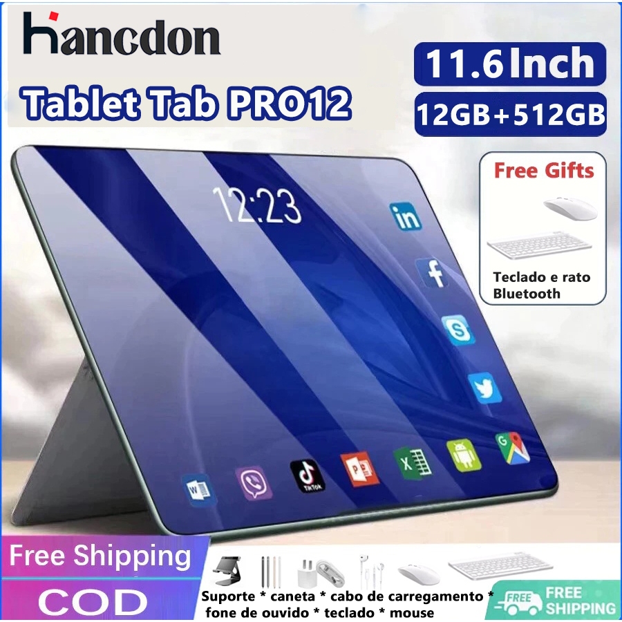 [com Teclado e Rato]Tablet Hancdon Pro12 11,6 polegadas HD Android 13 ...