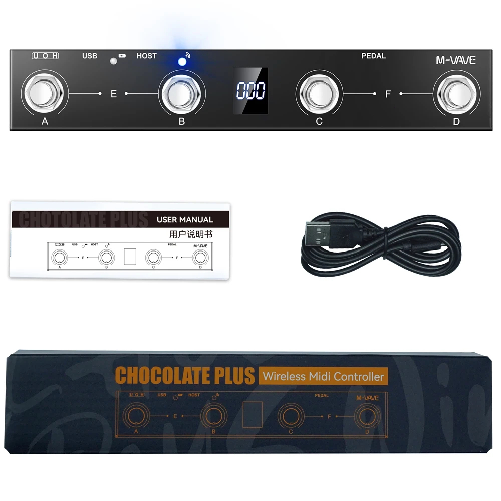 Controlador MIDI M-VAVE Chocolate BT sem fio recarregável com 4 botões ...