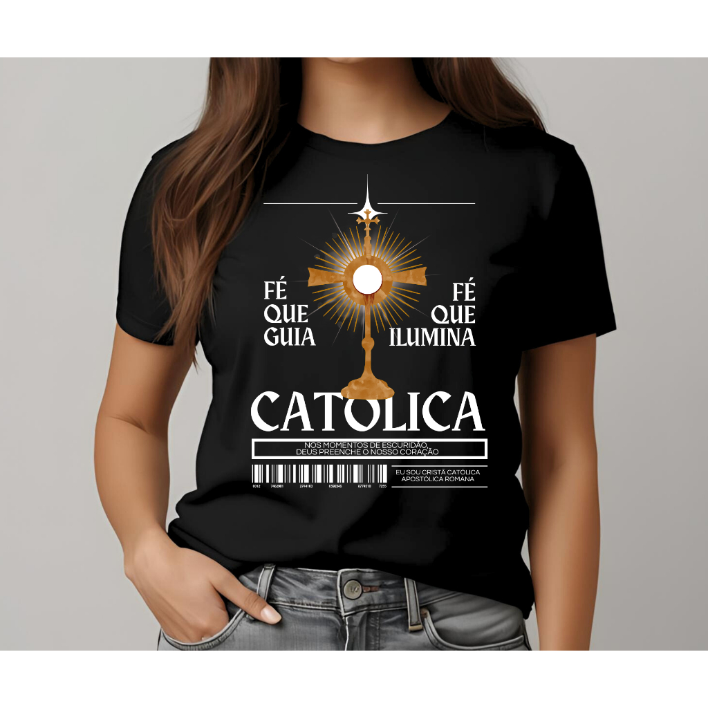 Camiseta Básica Feminina Santíssimo Sacramento Moda Religiosa Blusa 100 ...