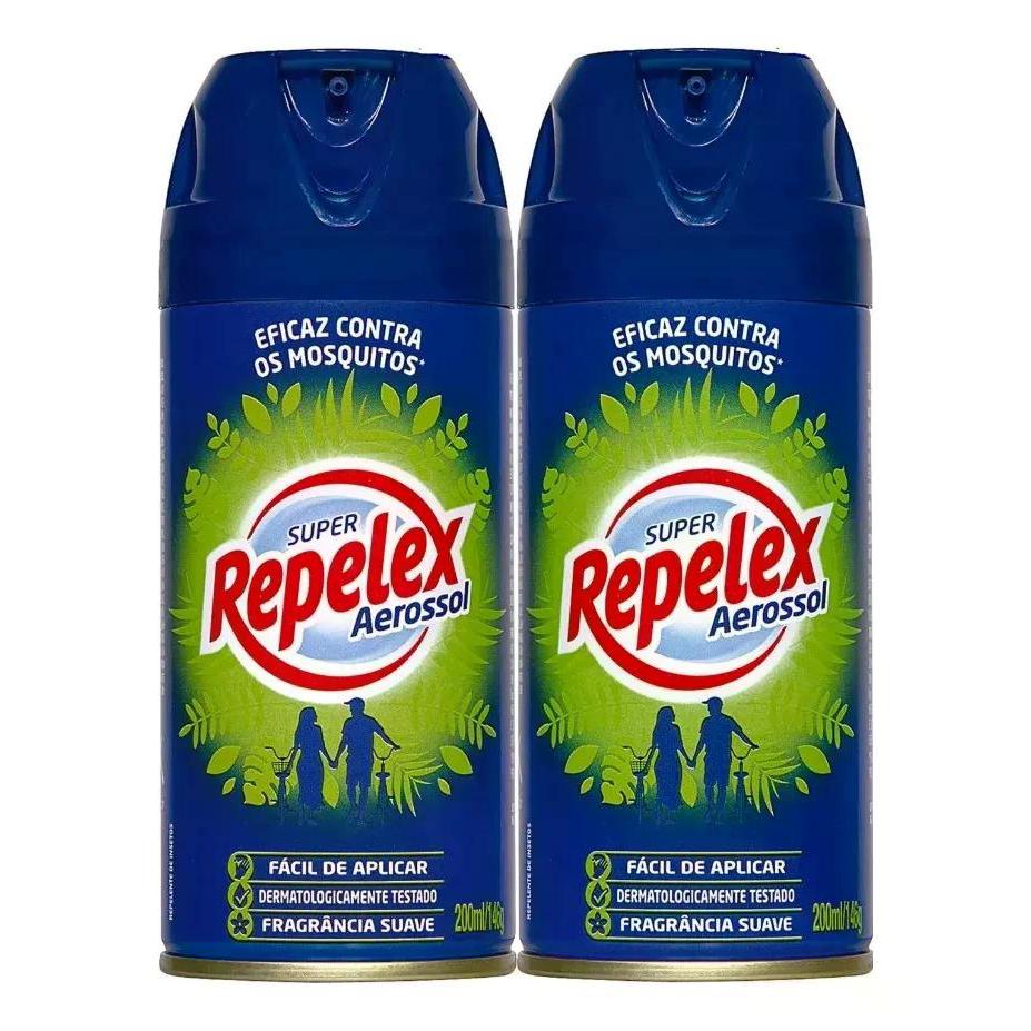 KIT COM 2 REPELENTES SUPER REPELEX FAMILY CARE AEROSSOL 200ML (VALIDADE ...