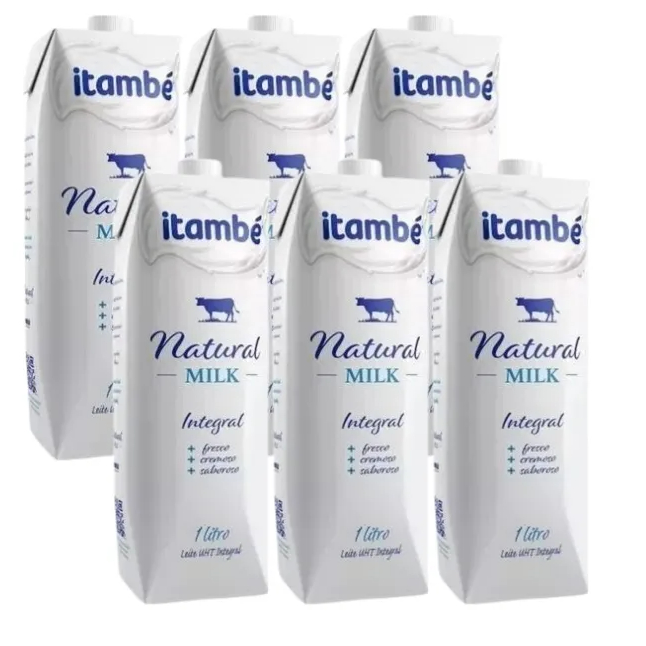 Leite Itambé Integral Natural Milk 1L | Kit 6 Unidades | | sem ...