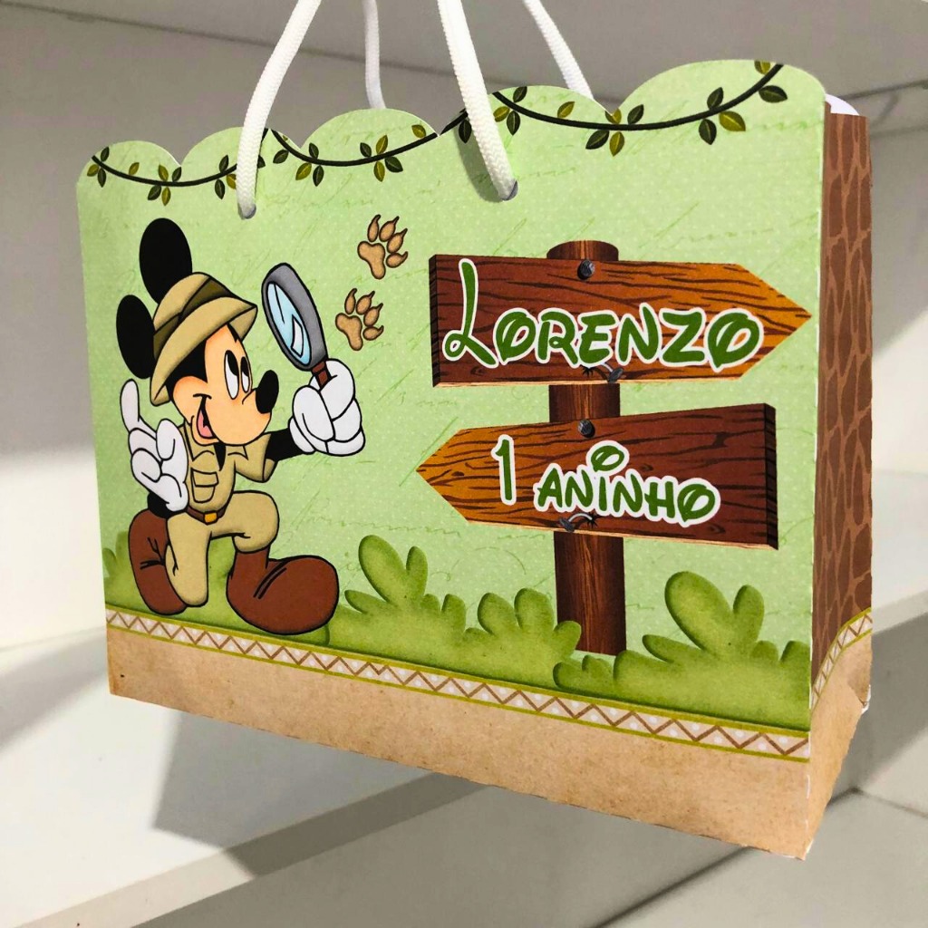 Sacolinha G Personalizada Safari do Mickey 1 – Lembrancinha – Festa ...