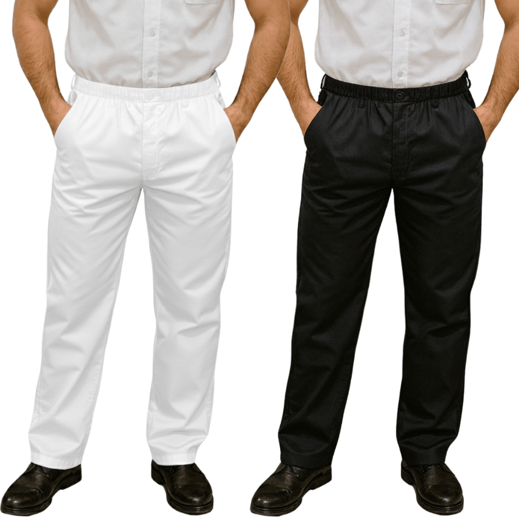 Calça Preta Branca Oxford Uniforme Profissional Gastronomia Chef ...