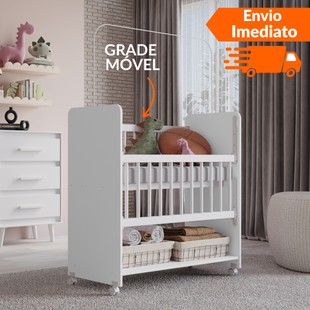 Mini Berço Moisés com Grade Móvel + Colchão Incluso – Para Bebê Menino ...