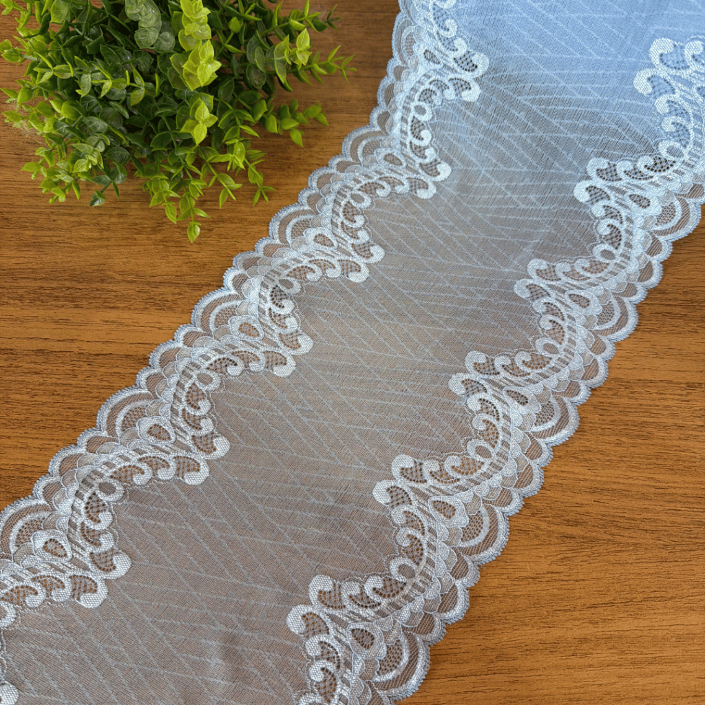 Renda Tule Azul Frozem Claro 20cm Largura Para Lingeries Roupas Costura ...
