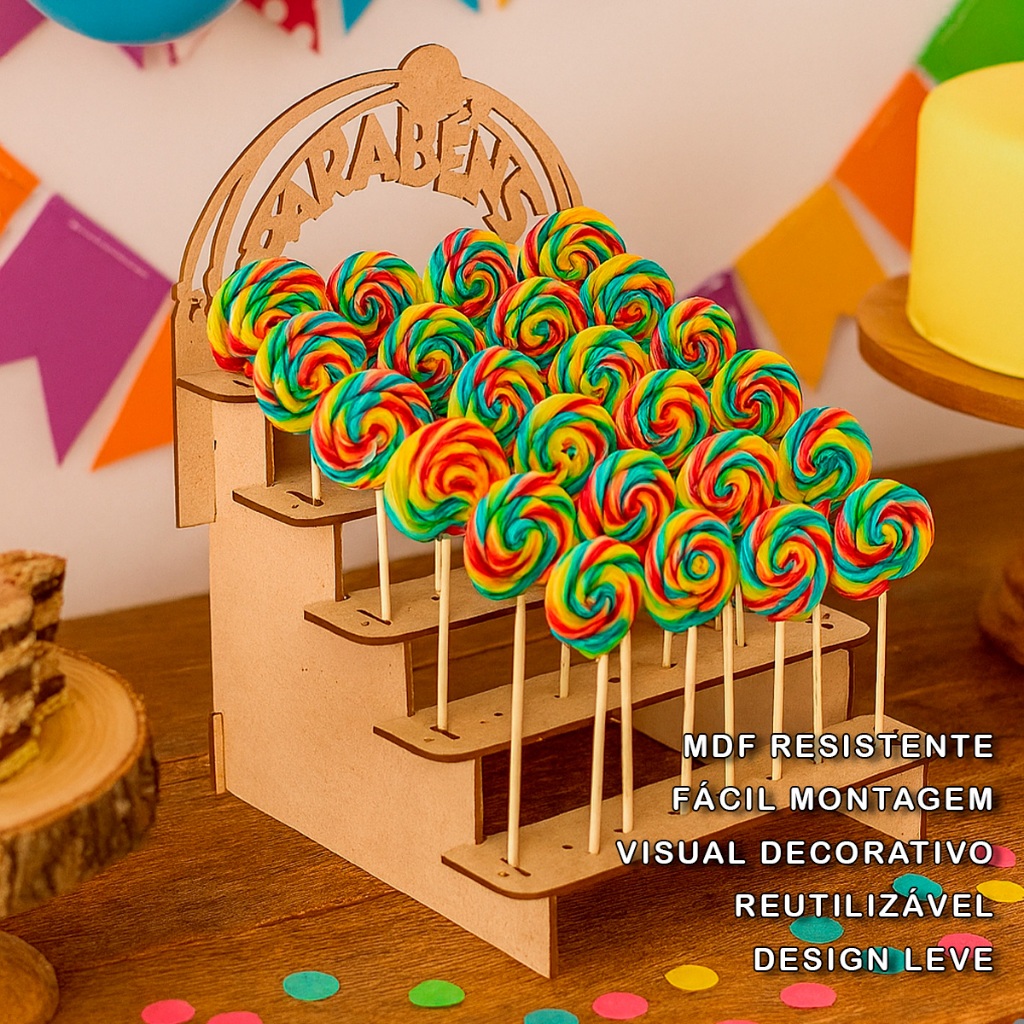 Expositor De Doces Festa Infantil Em Escadinha MDF Cru | Shopee Brasil