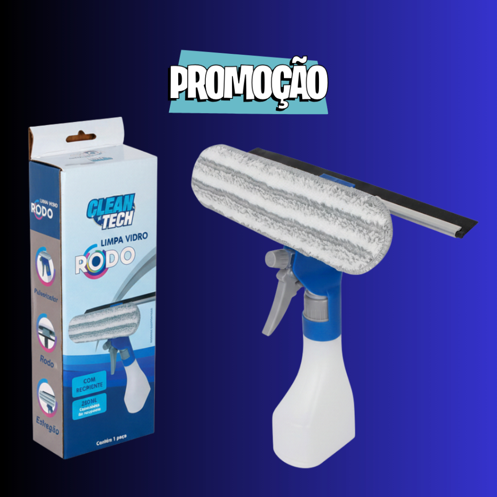 RODO LIMPA VIDRO 2 EM 1 COM SPRAY E RECIPIENTE Esfregão Microfibra Box ...