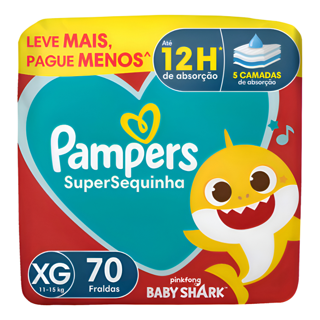 Fraldas Descartaveis Pampers Super Sequinha Tamanho XG 70 Tiras ...