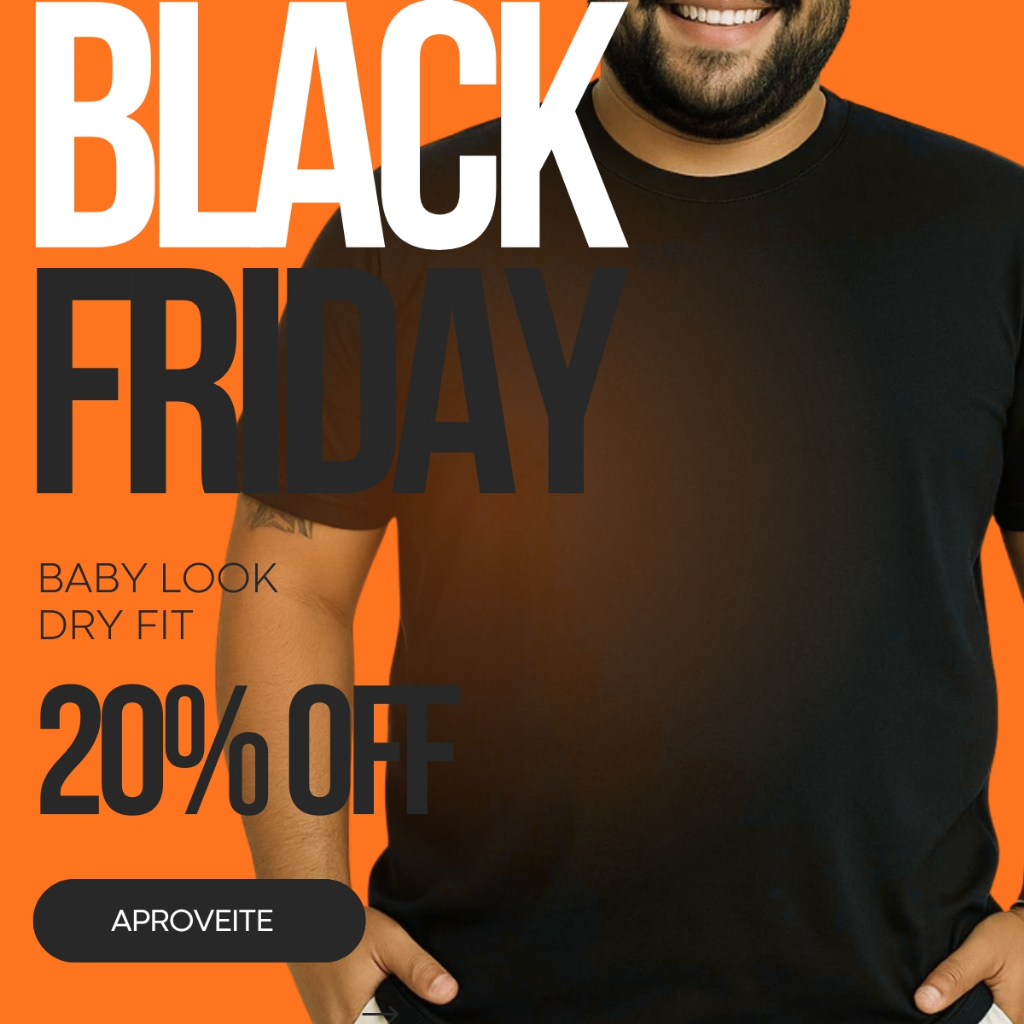 Camiseta Plus Size Preta - Dry Fit Não Marca a Pele - Super Leve ...