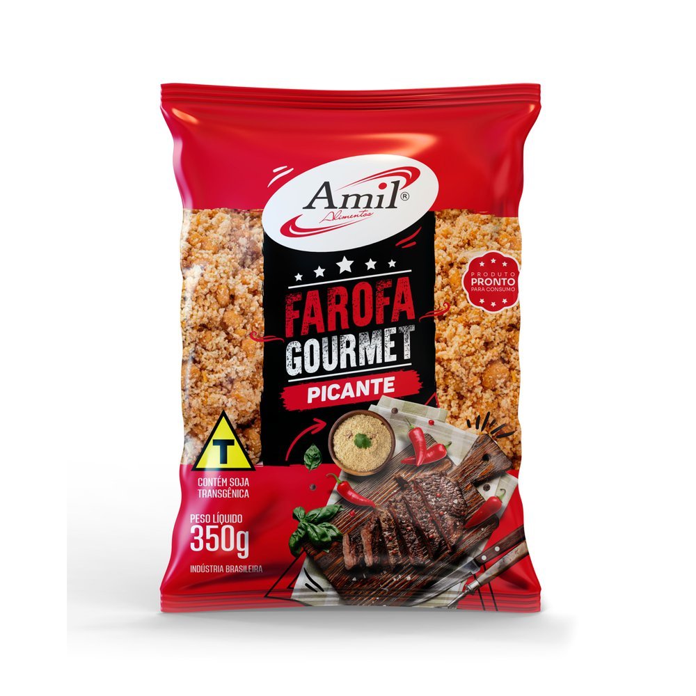 Farofa Artesanal Sabor Picante Amil 350g C/ 10un | Shopee Brasil