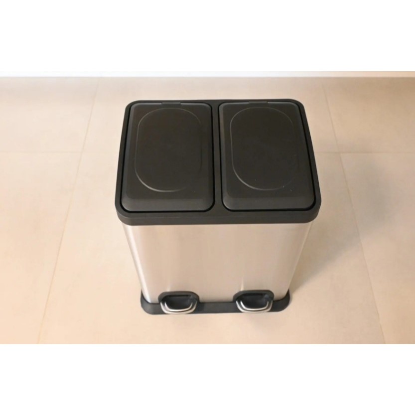 Lixeira Twins Inox 2 Compartimentos 30 Litros - Jolitex | Shopee Brasil