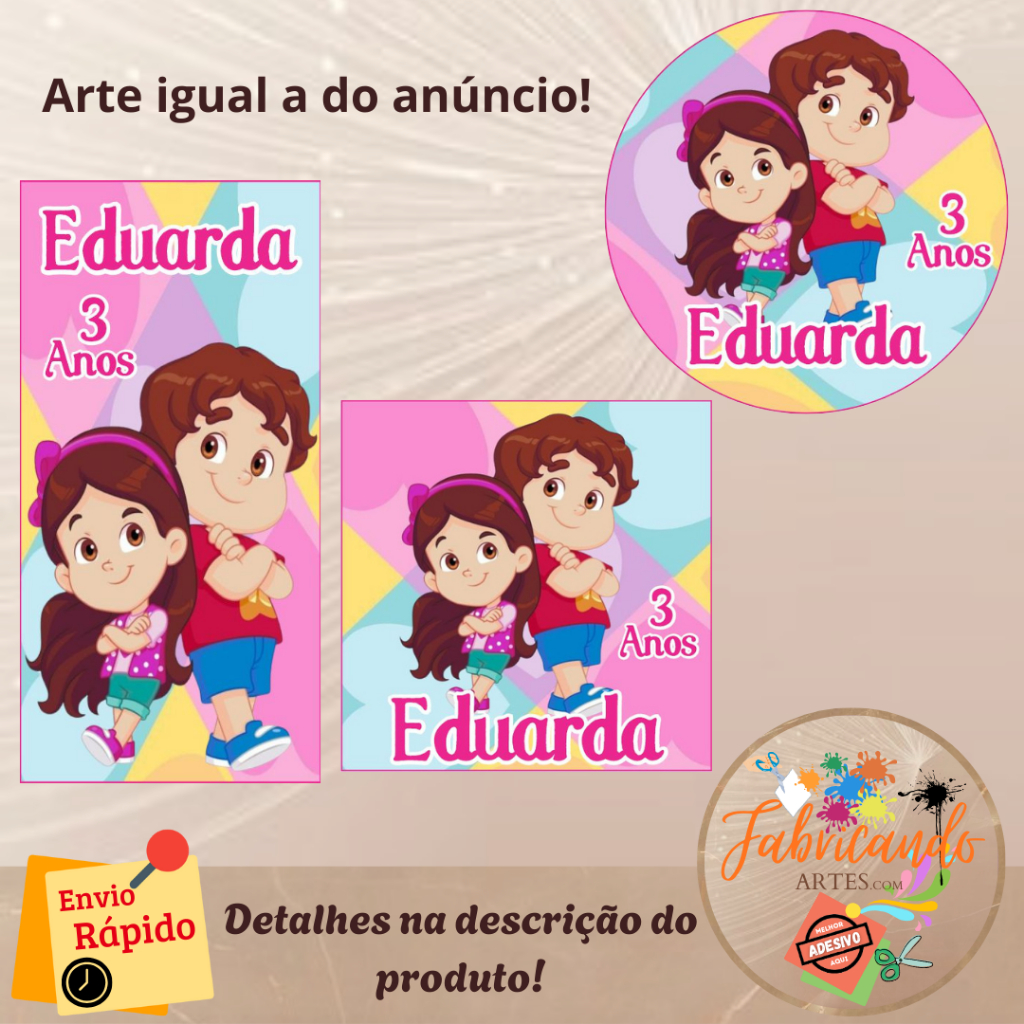 MARIA CLARA E JP ROSA - 100/60/40 Adesivos Personalizados para Festas ...