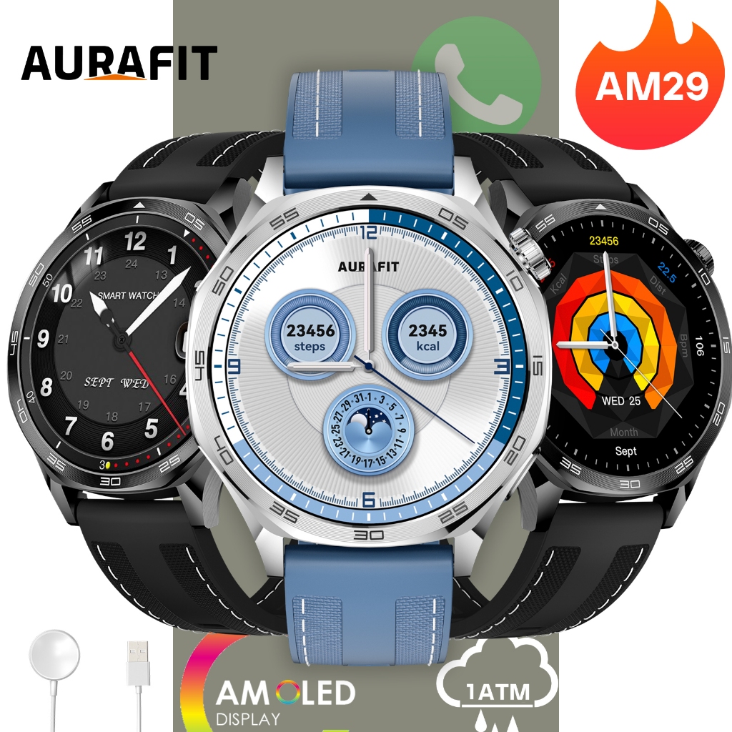 AURAFIT Smartwatch AM29 AMOLED 1,43'', Monitor de Frequência Cardíaca ...
