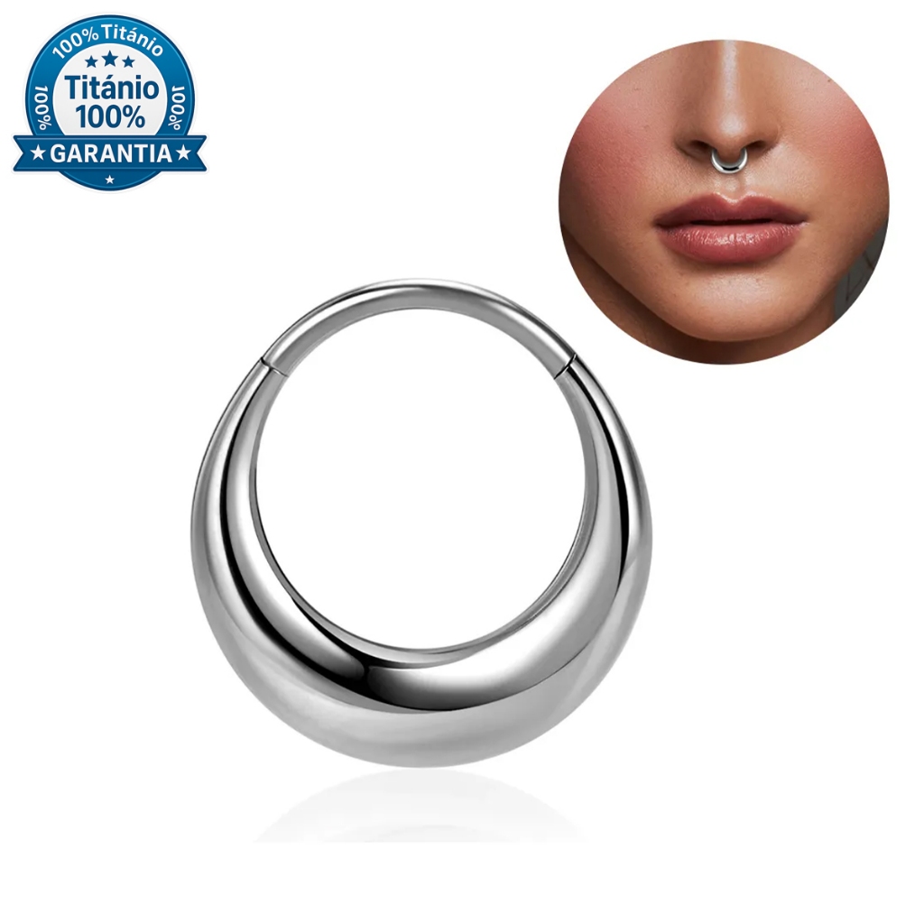 Piercing Septril Rook Conch Argola 100% Titânio Lisa Piercing Septo ...