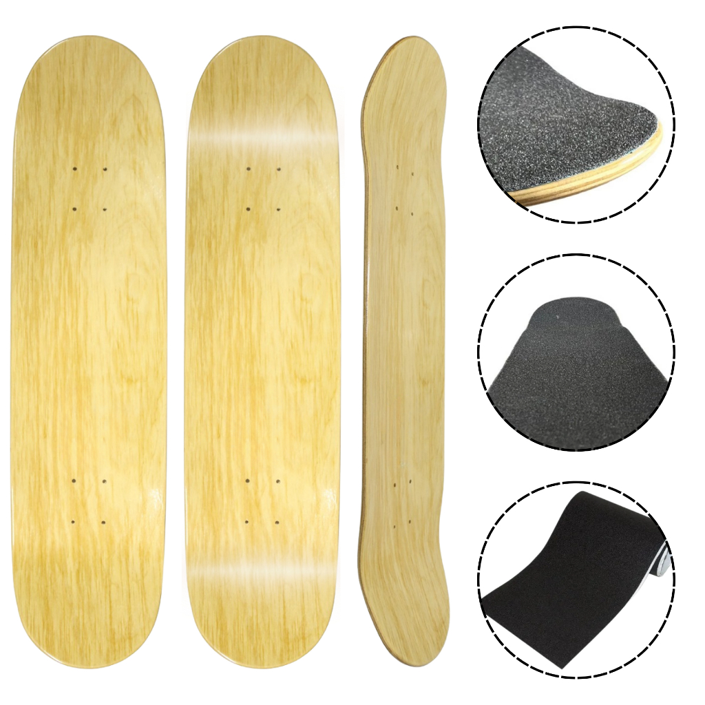 Shape de Skate Profissional Marfim Liso Com Lixa Emborrachada Sem ...