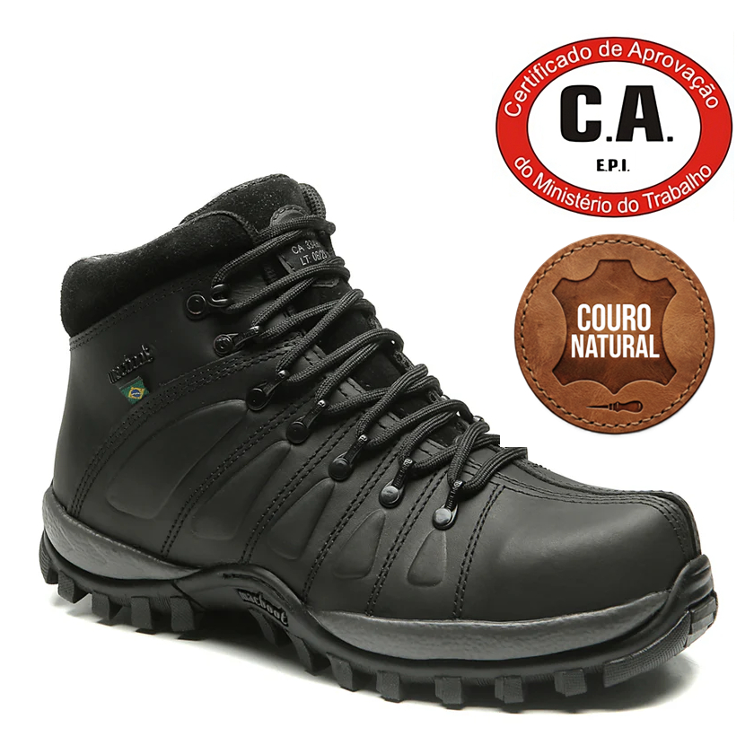 Bota Segurança Macboot com CA CA0001 Couro Natural Emborrachado ...