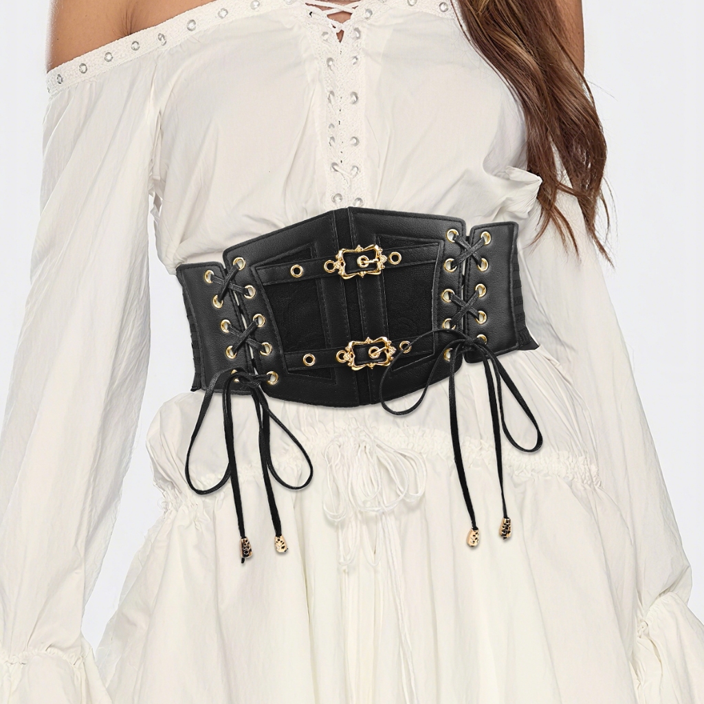 Cinto Corset Feminino Largo Gótico Ajustável | Cinto Modelador Cintura ...