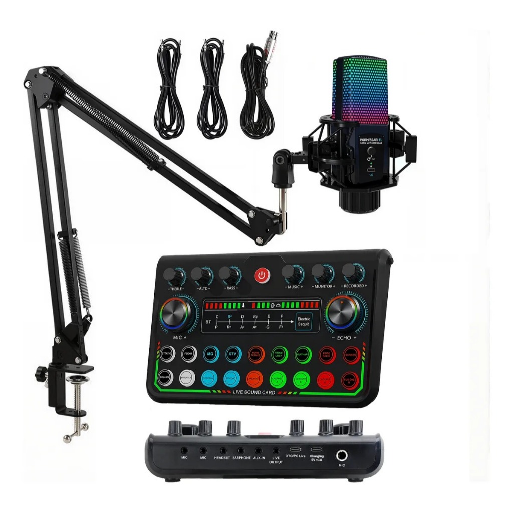 Mesa Controle Placa De Som Com Microfone E Brago Articulado | Shopee Brasil