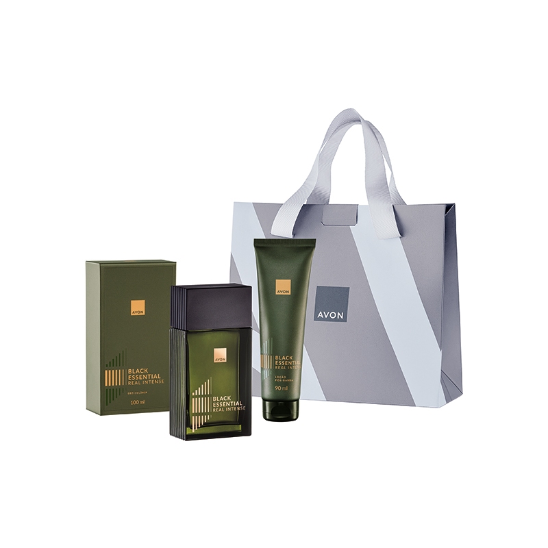 Presente Avon Black Essential Real Intense Especial | Shopee Brasil