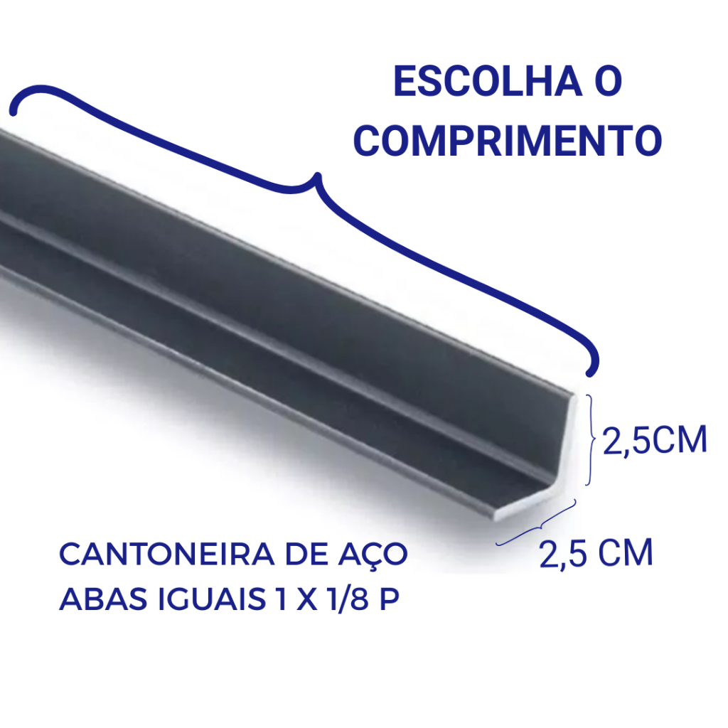 Cantoneira de Ferro 1 x 1/8P (2,5CM x 3,18MM) Perfil L Abas Iguais ...