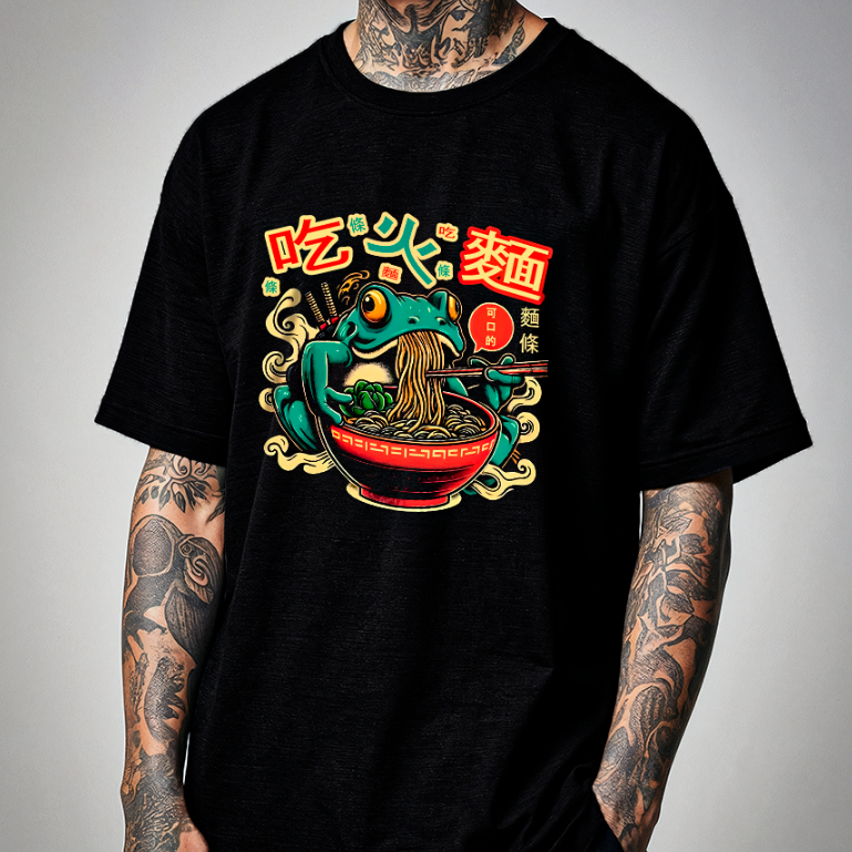 Camiseta SAPO CHINÊS LÁMEN Streetwear Estampada 100% Algodão Masculina ...