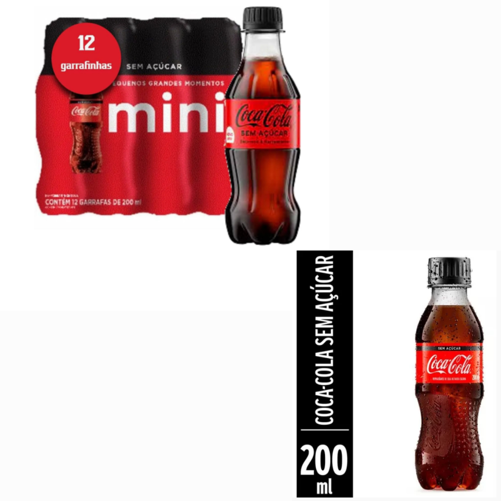 PACK COCA COLA ZERO 200ML 12UNIDADE | Shopee Brasil