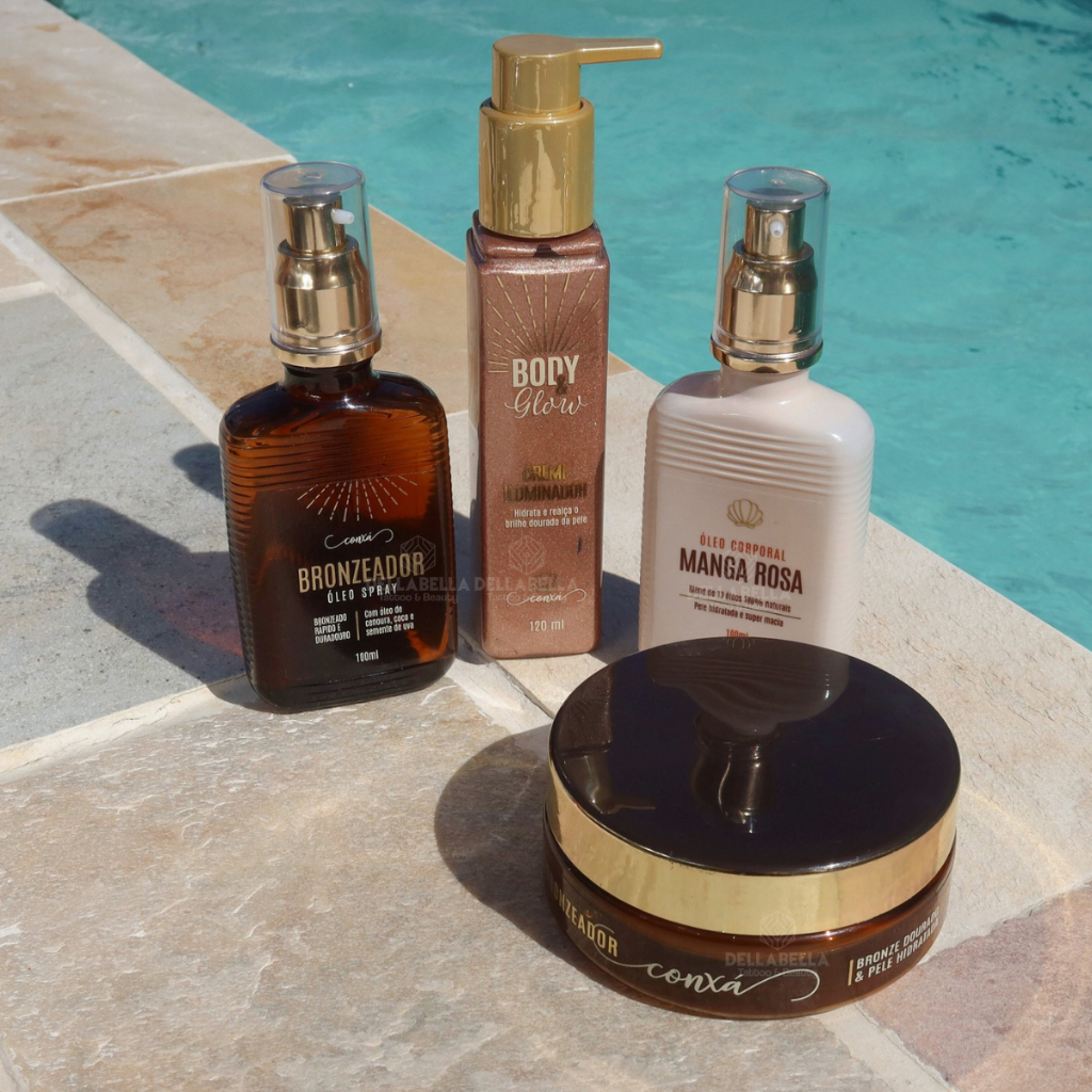Kit Óleo Spray Bronzeador Conxá 100ml / Spray Óleo Pós Sol Manga Rosa ...