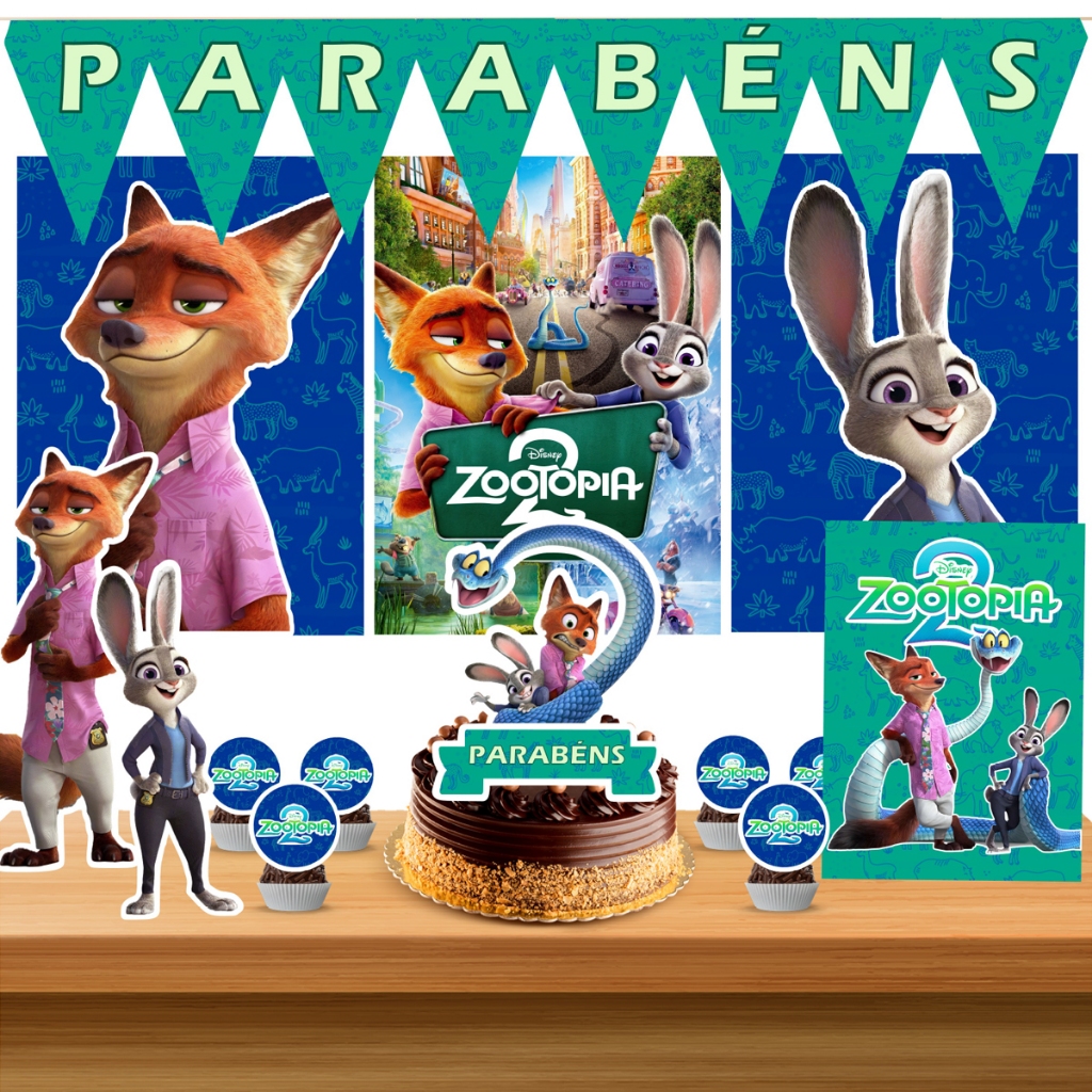 Kit Decoração Festa Personalizado Zootopia 2 Completa Monta Fácil 35 ...