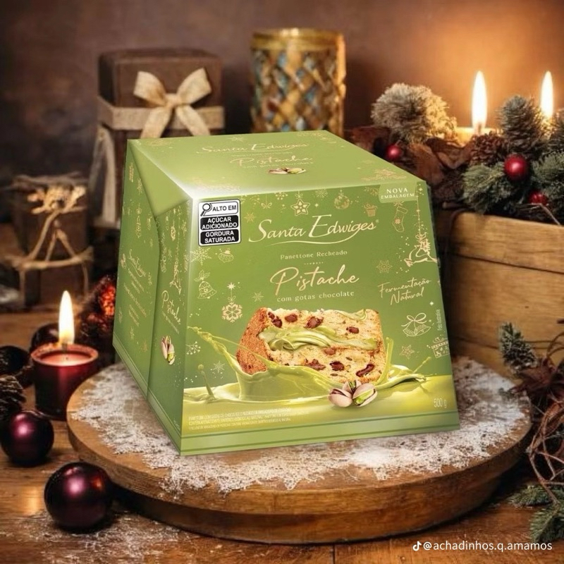 Panetone Recheado Pistache 500g – Santa Edwiges – Com Gotas de ...
