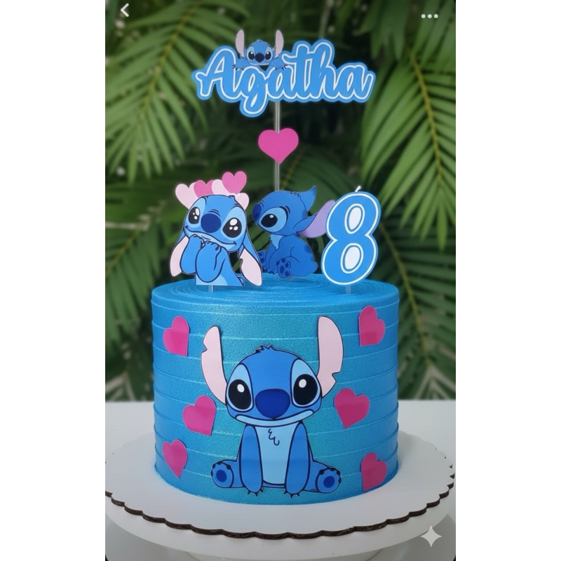 Topo topper de bolo tema stitch personalizado com nome | Shopee Brasil