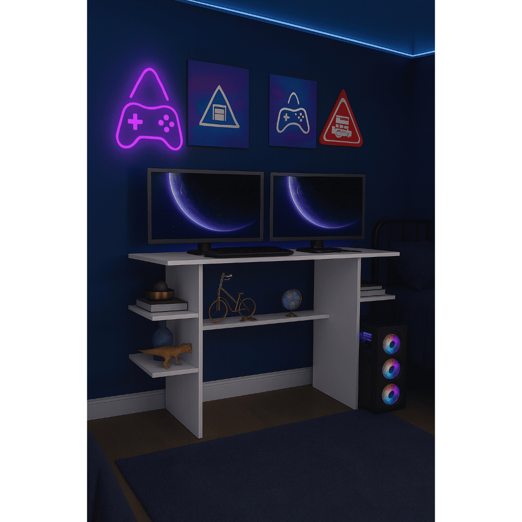 Mesa Gamer Branca para Setup Completo de Computador | Shopee Brasil