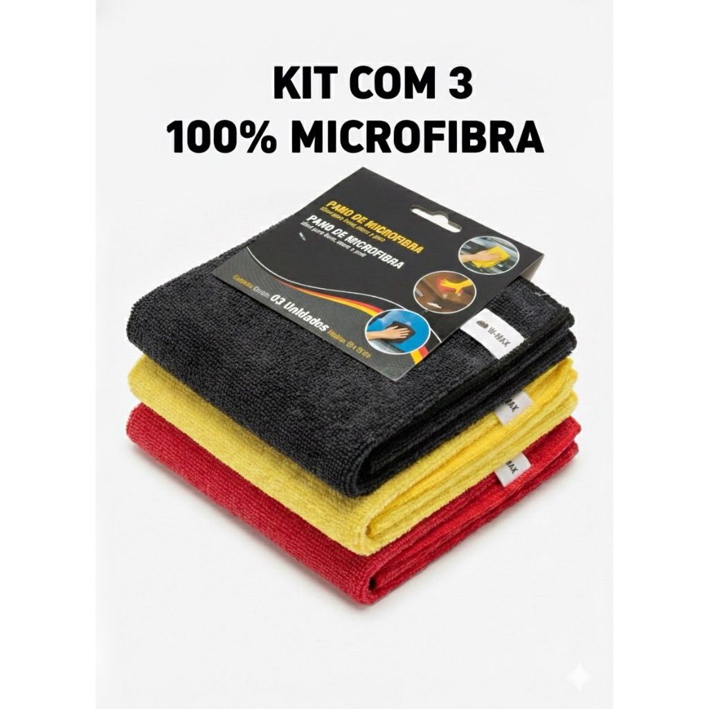 KIT 3 PANO MICOFIBRA MULTIUSO W-MAX | Shopee Brasil
