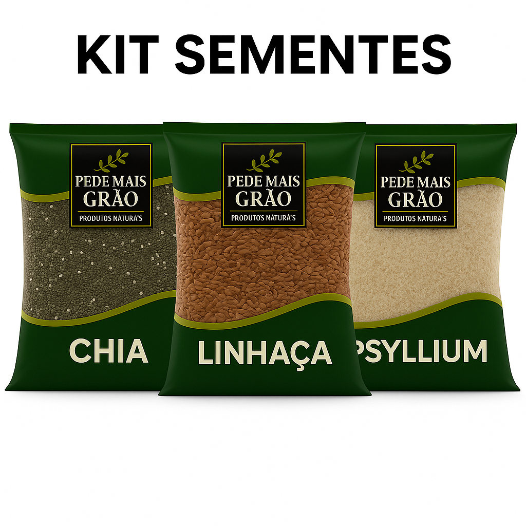 Kit de Sementes Chia, Linhaça e Psyllium Premium Total 750g | Shopee Brasil