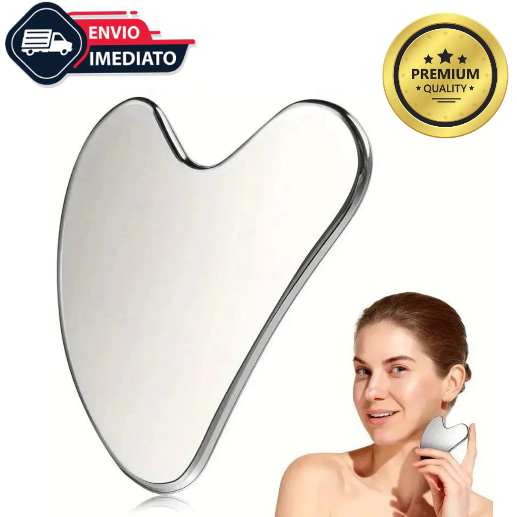 Placa Gua Sha Aço Inox Massagem Facial Corporal Drenagem Linfática Anti ...