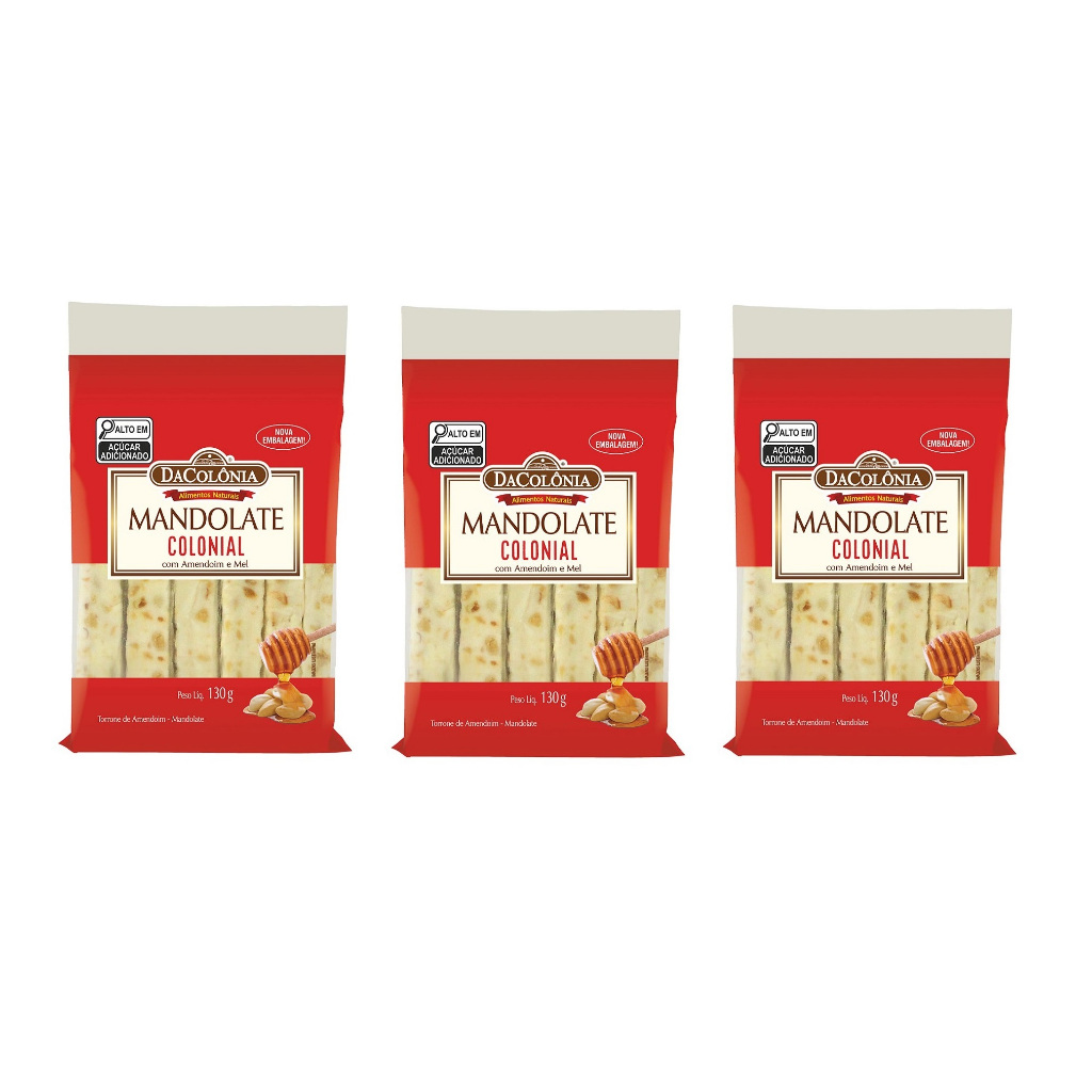 Kit com 3 Mandolate com mel 130g DaColônia | Shopee Brasil