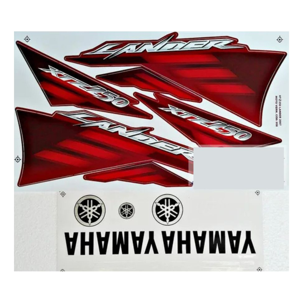 Jogo Adesivo Moto Xtz Lander 250 Cor Vermelha Ano 2007 | Shopee Brasil