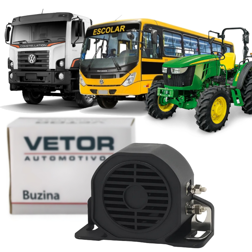 Buzina Sirene Elétrica De Ré Universal 6v/60v Caminhões Ônibus Maquinas ...