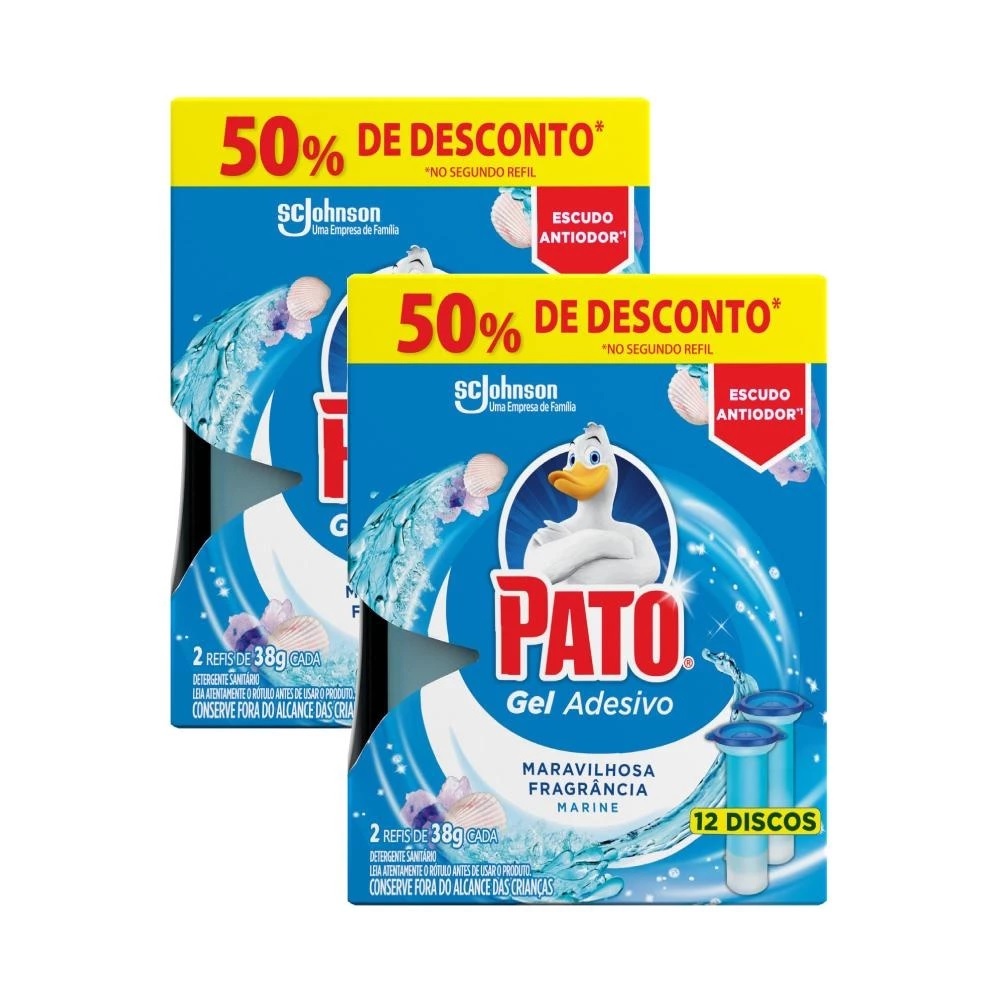 Kit Refil Detergente Sanitário Pato Gel Adesivo Marine 38g com 24 ...
