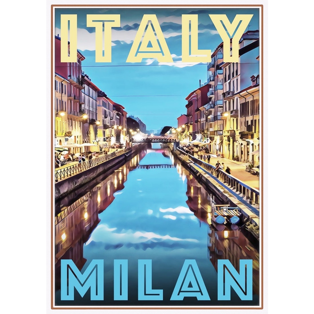 Poster Retrô - Milan - Italy - Decora - 33 Cm X 48 Cm | Shopee Brasil