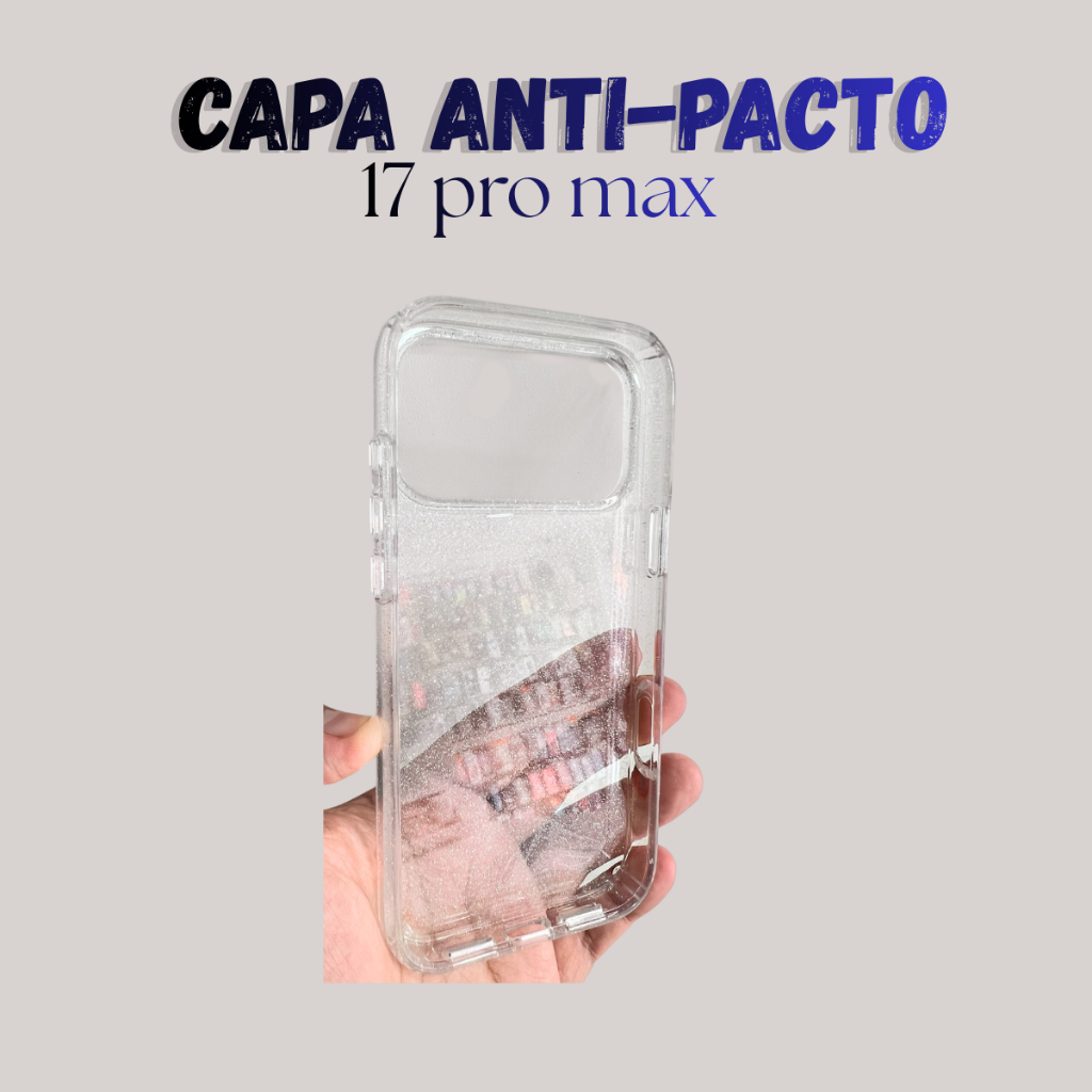 capa antichoque transaparente com brilho iphone 17 pro max | Shopee Brasil