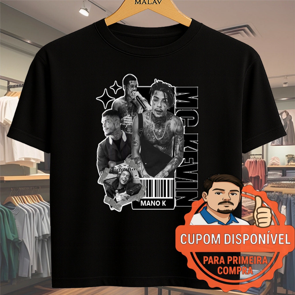 camisa camiseta mc kevin 100% algodao blusa mc kevin mano k | Shopee Brasil